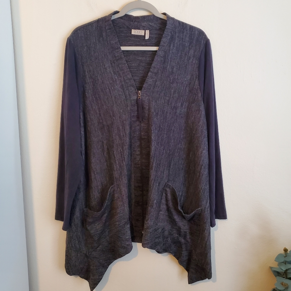 Logo By Lori Goldstein Zip Front Tunic Top - Gem